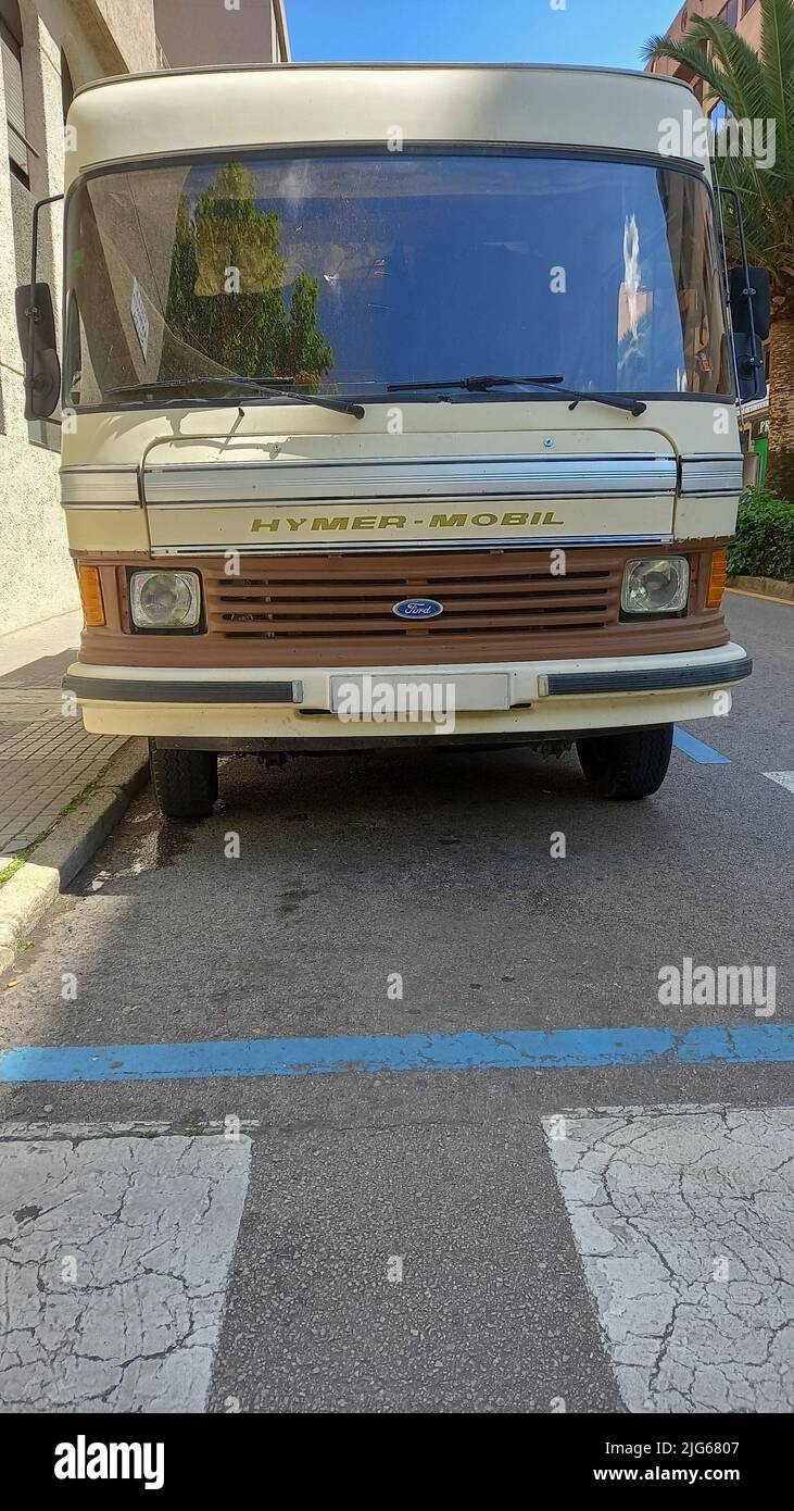 Caceres, Spain - May 5th, 2022: Old Ford based Hymer motorhome parked ...