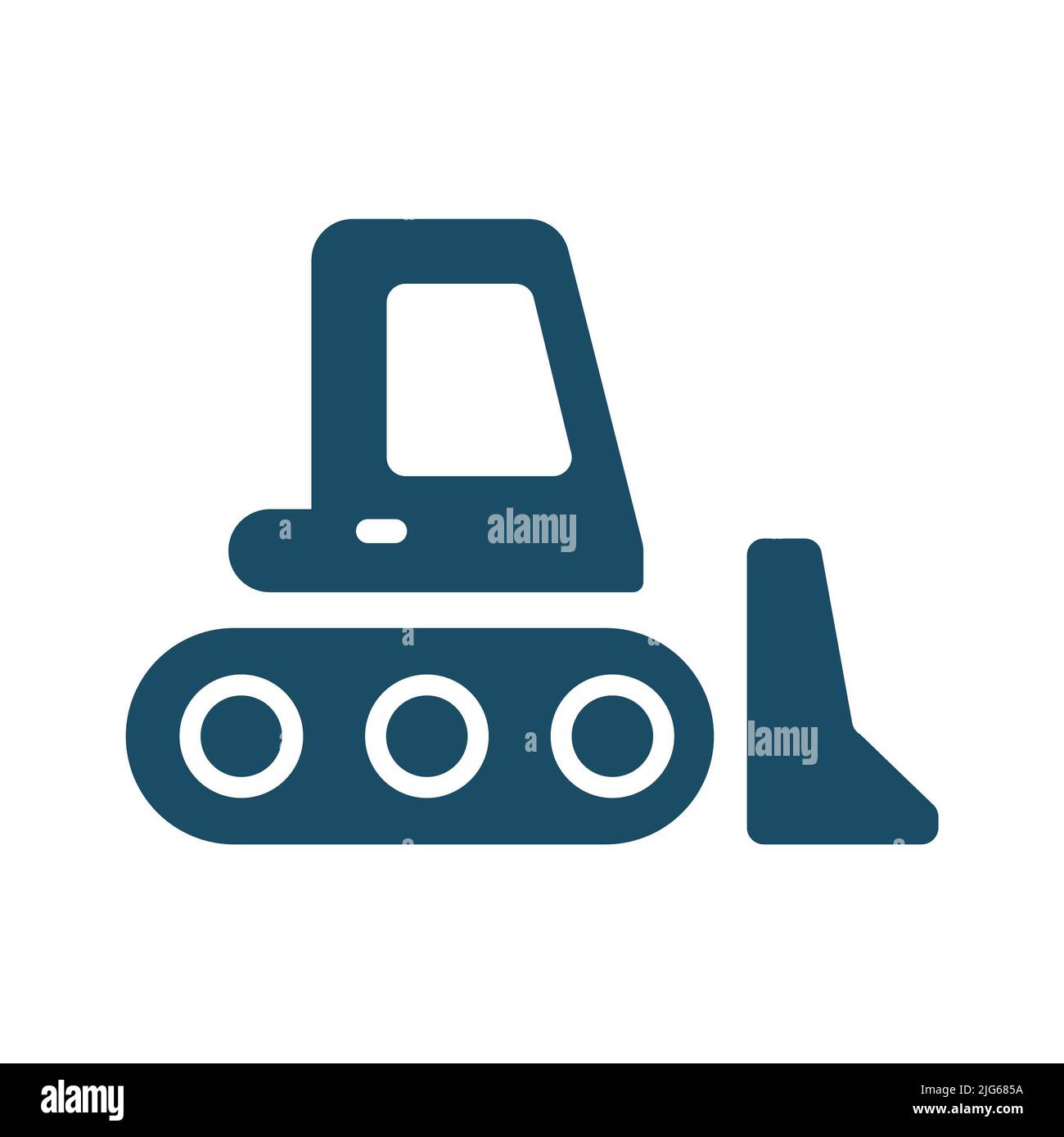 High quality dark blue flat bulldozer icon. Pictogram, icon set ...