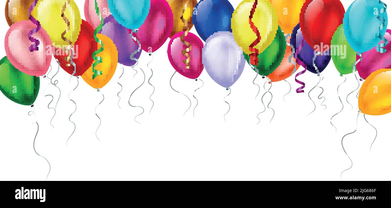 Colorful balloons realistic composition with images of flying balloons ...