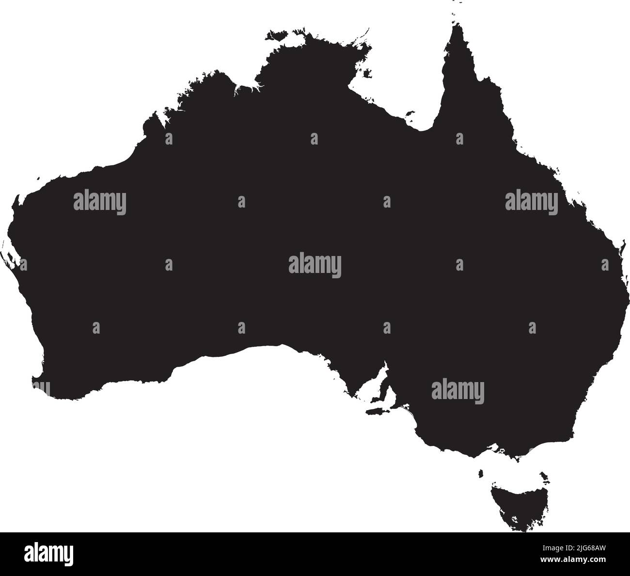 Simple blank flat black vector administrative map of AUSTRALIA Stock ...