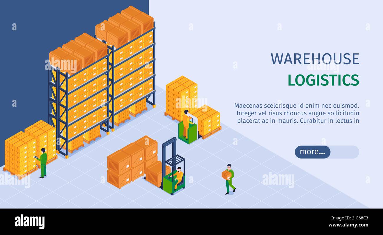 Logistics warehouse service landing page isometric horizontal web ...