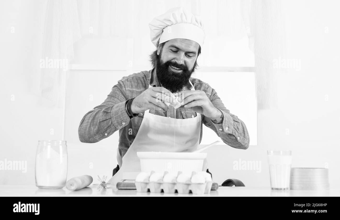 meal for your heart. male chef in hat prepare healthy meal. handsome ...