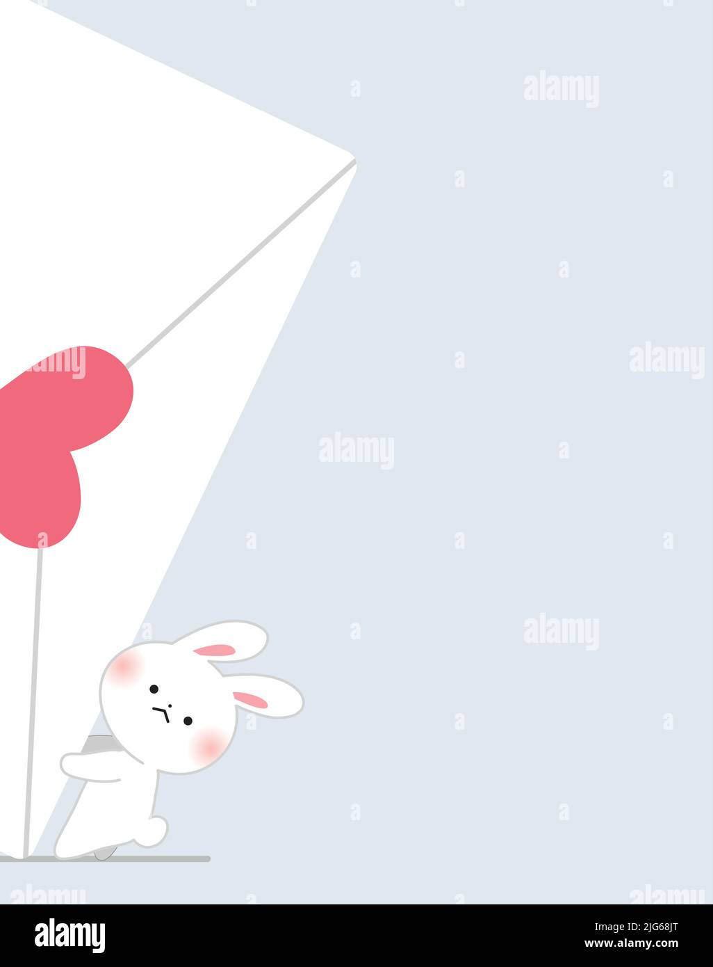 Cute cartoon bunny holding a love letter for Valentine's Day. Happy ...