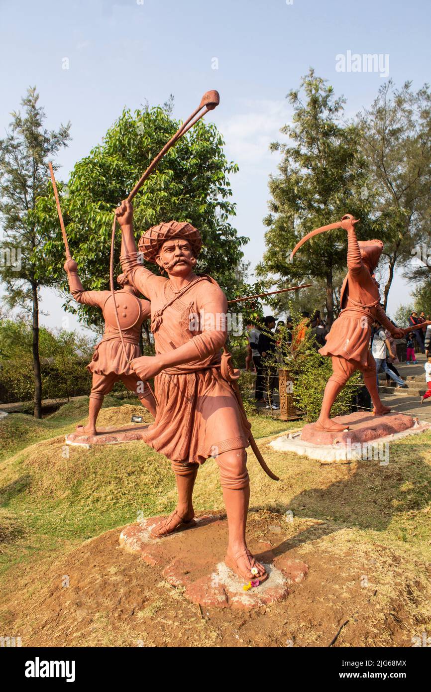 maratha soldiers, sculptures, sinhgad fort, sculptures of india Stock ...