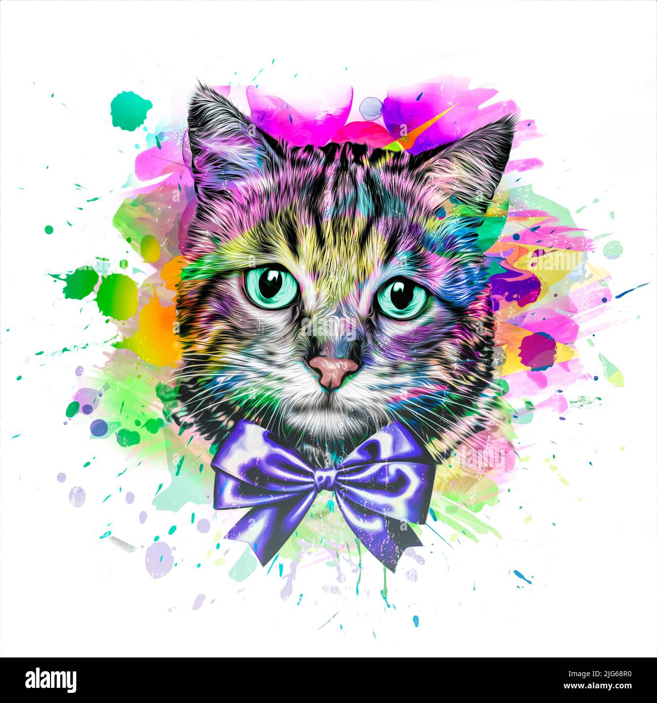 abstract colorful cat muzzle illustration, graphic design concept color ...