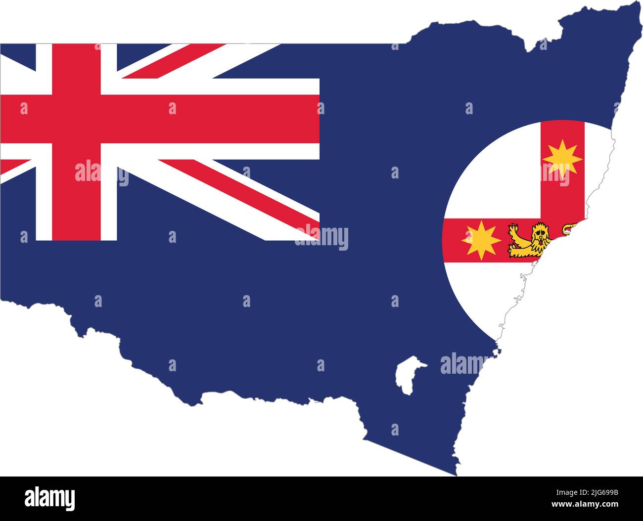 Flat vector administrative flag map of the Australian state of NEW ...