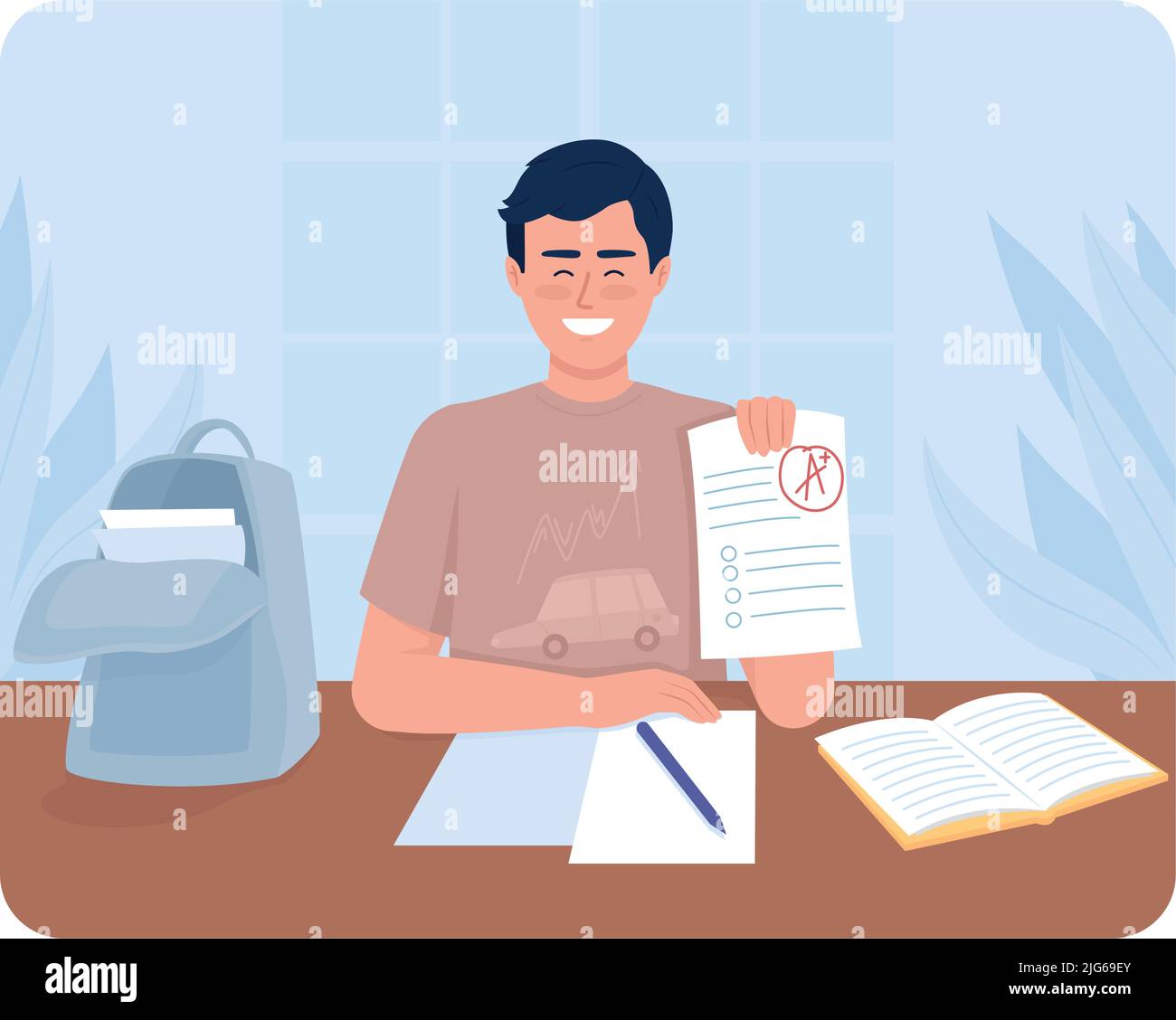 High level of academic achievement 2D vector isolated illustration ...