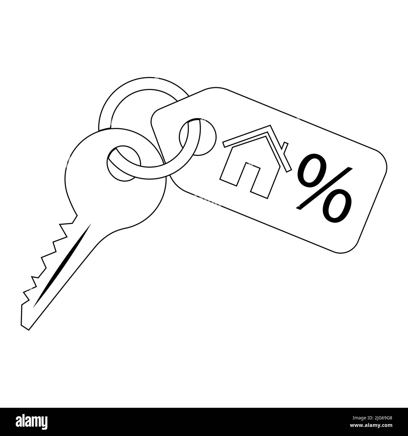 Linear key icon with keychain. vector isolated on a white background ...