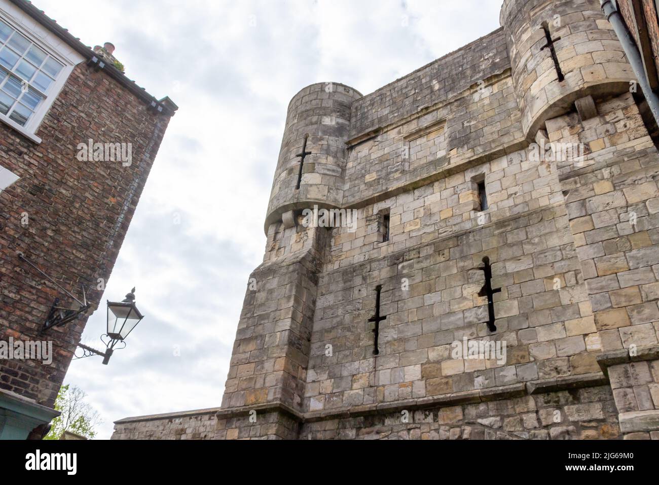 Close up view of Bootham Bar, one of four main gatehouses (or bars) for ...