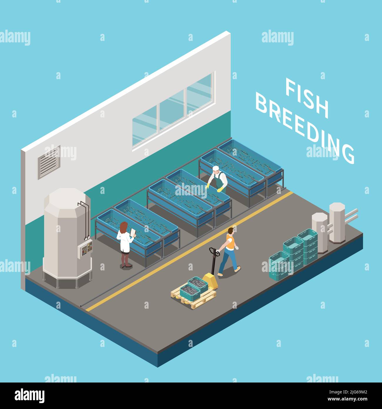 Industrial commercial seafood fish breeding aquaculture facility ...