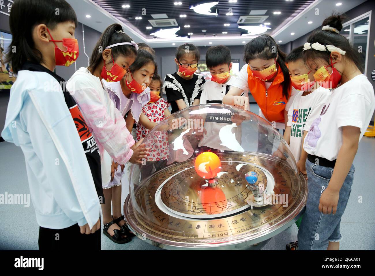 LIANYUNGANG, CHINA - JULY 8, 2022 - Primary school students learn about ...