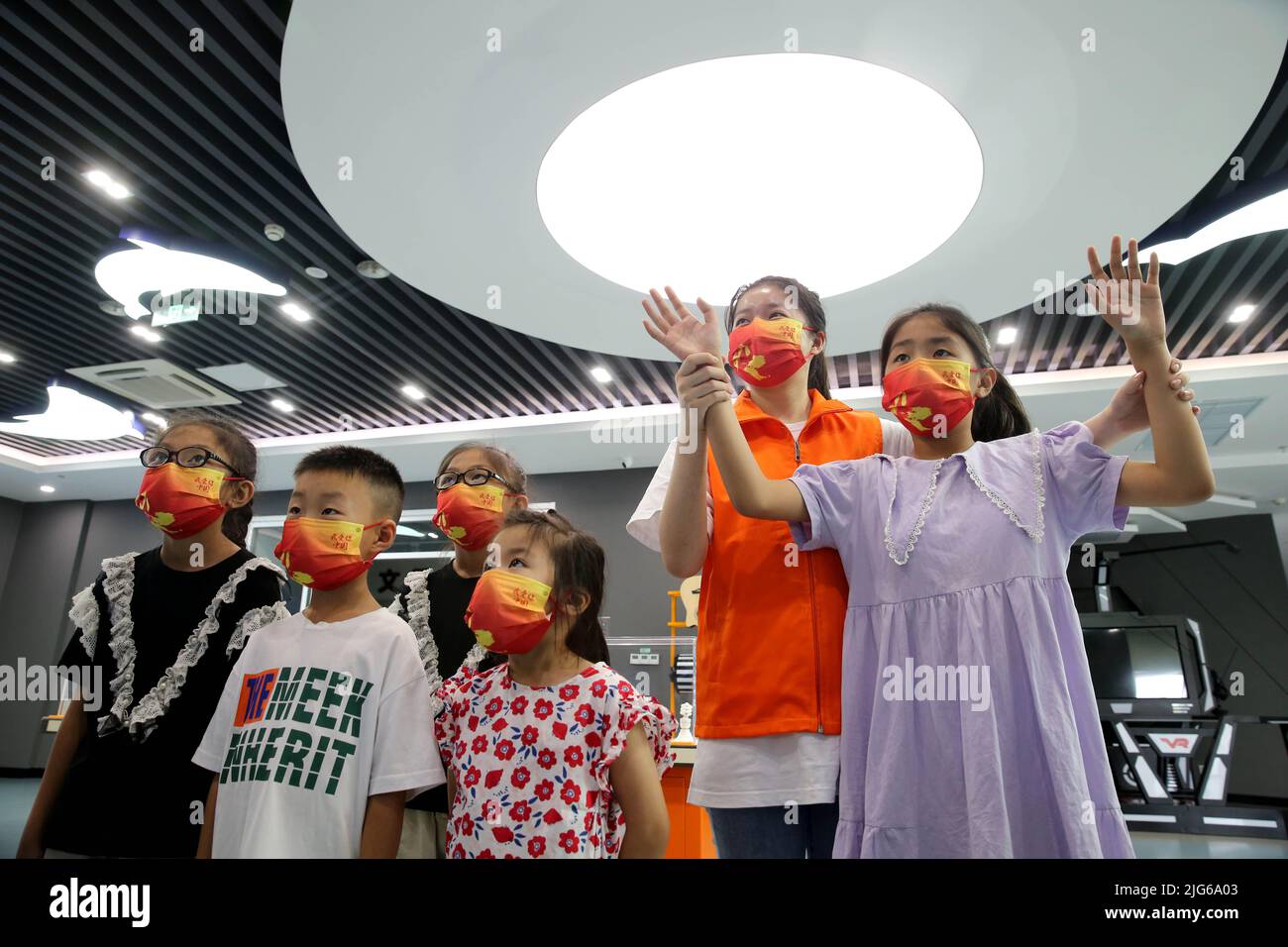 LIANYUNGANG, CHINA - JULY 8, 2022 - Primary school students conduct ...