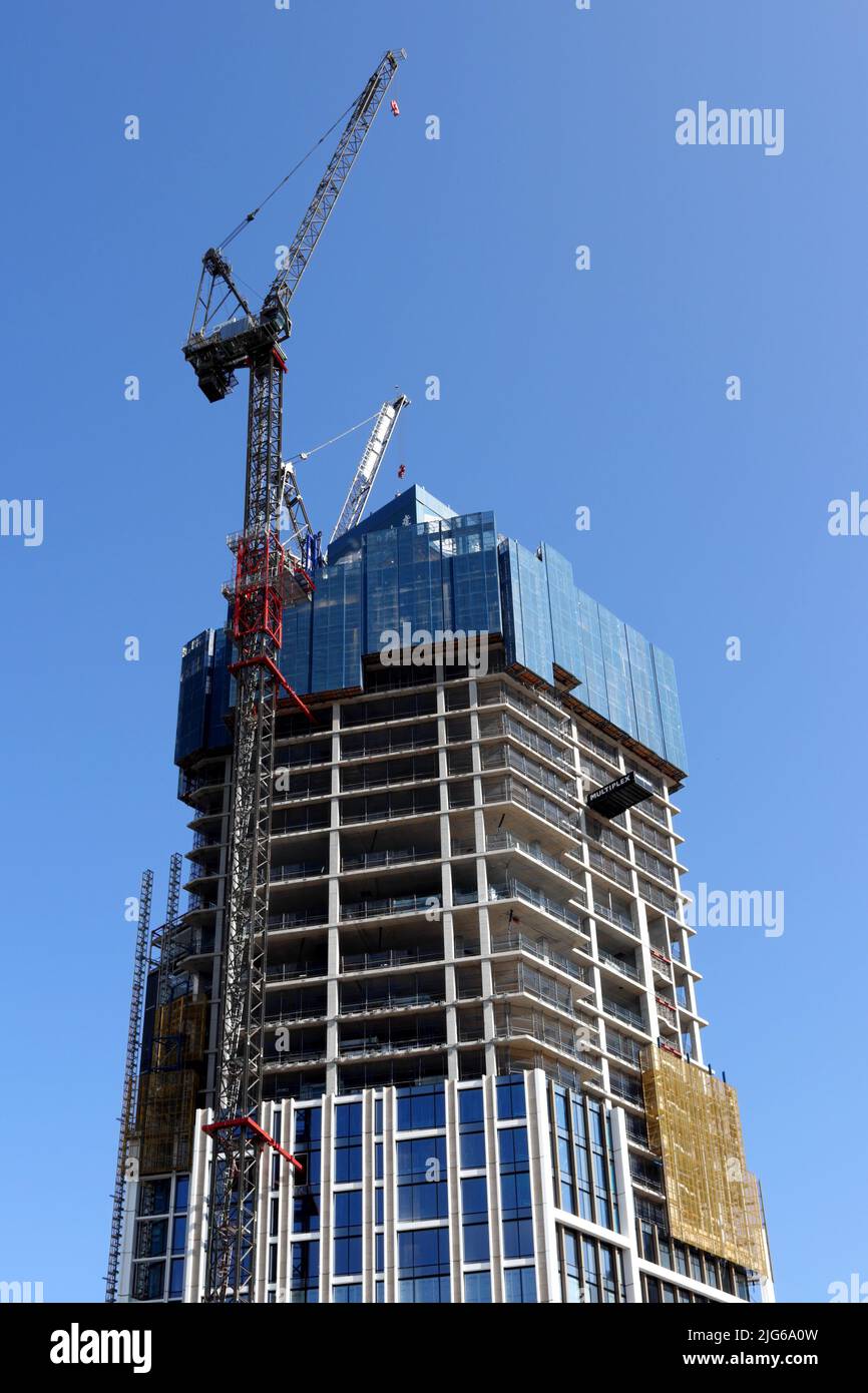 London, UK - November 22, 2020: Construction of a skyscraper buildings ...