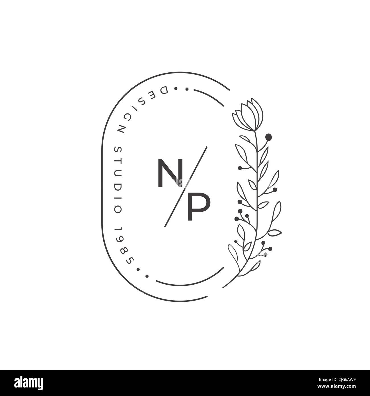 Classic vector floral logo with circular loop for labels, logos and ...