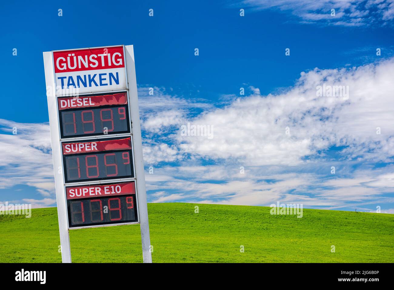Preistafel an einer freien Tankstelle Stock Photo - Alamy