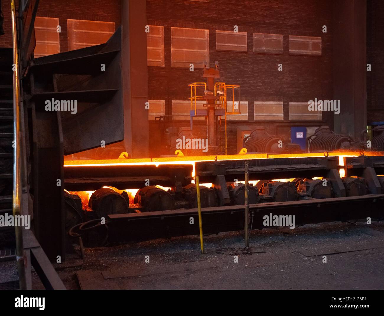 Metallurgical factory in Germany, hot rolled metal conveyor, sheet ...