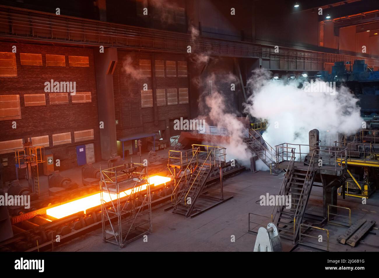 Metallurgical factory in Germany, hot rolled metal conveyor, sheet ...