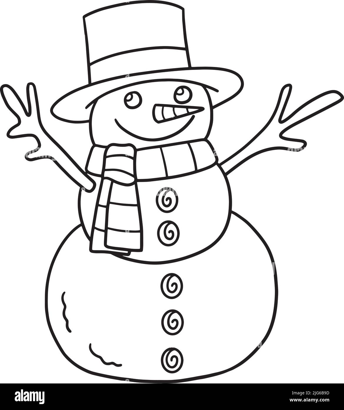 Snowman christmas coloring page Black and White Stock Photos & Images ...