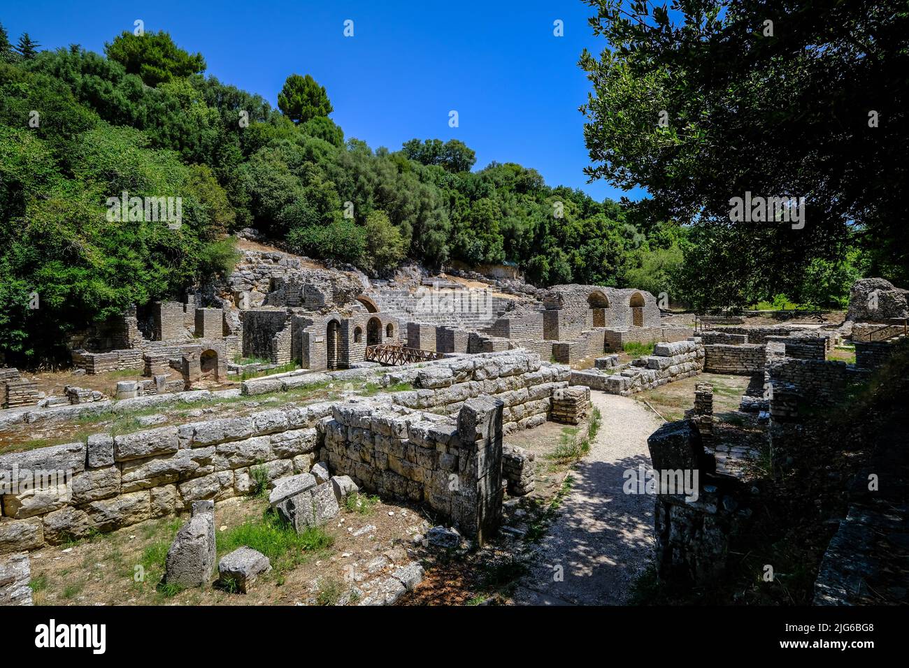 Butrint, Ksamil, Albania - The amphitheater in ancient Butrint, Temple ...