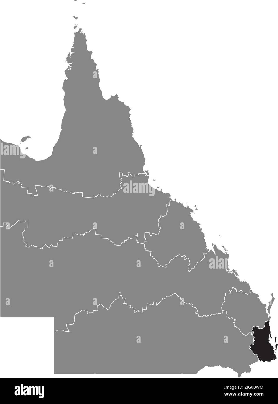 Locator map of the SOUTH EAST QUEENSLAND REGION, QUEENSLAND Stock ...