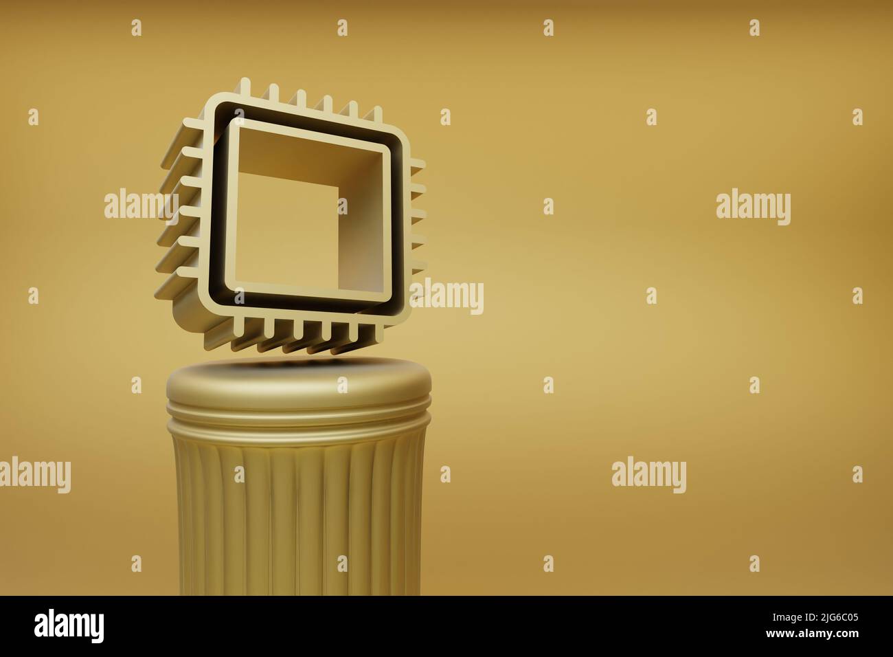 Beautiful abstract illustrations Golden CPU driver symbol icons on a ...