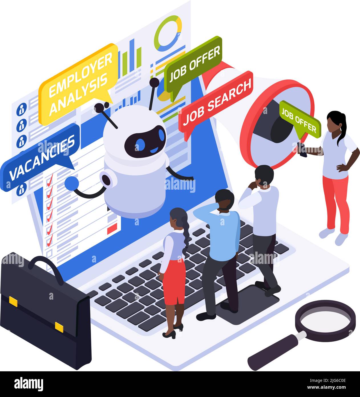 Hr recruitment hiring isometric composition with characters of job ...