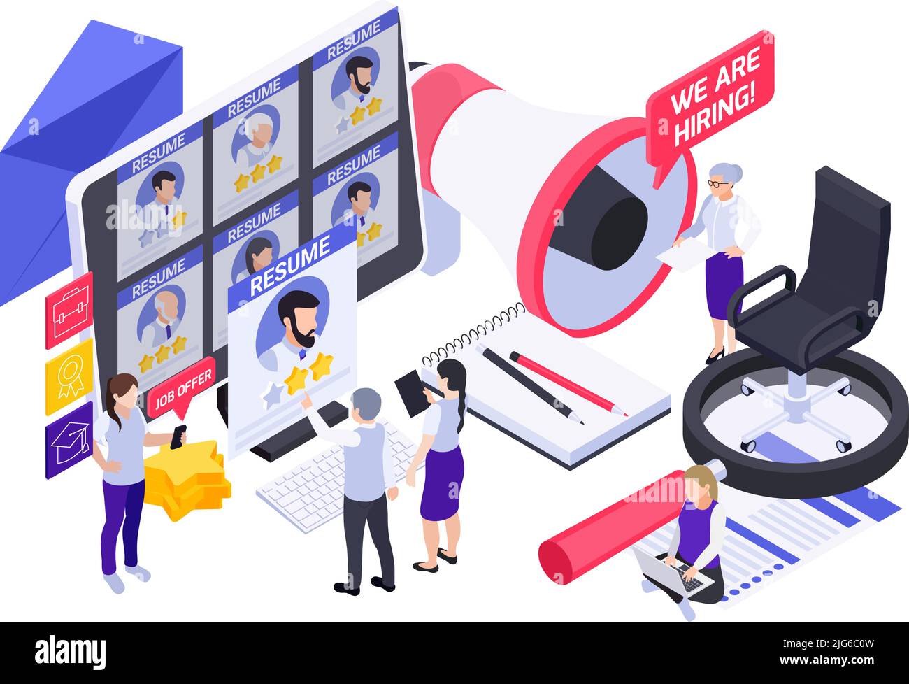 Hr recruitment hiring isometric composition with characters of office ...