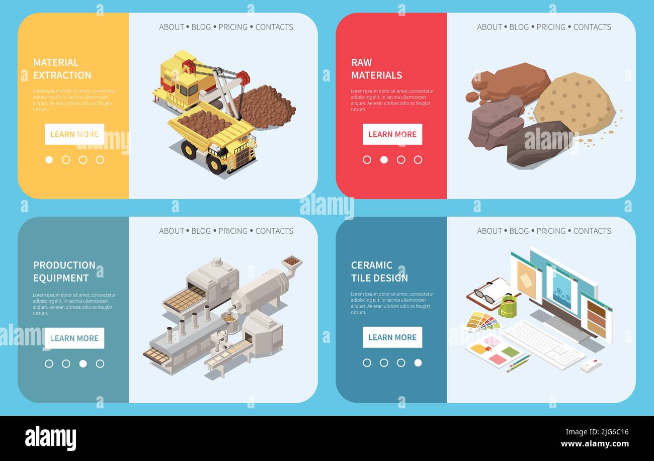 Ceramic tile production web design concept set of four landing pages ...
