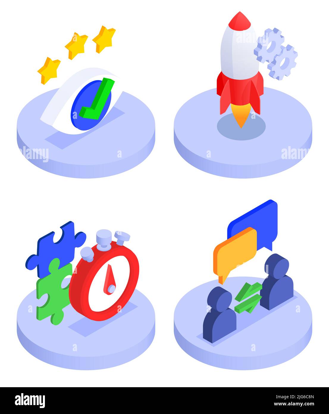 Business intelligence concept 4 isometric round icons solutions ...