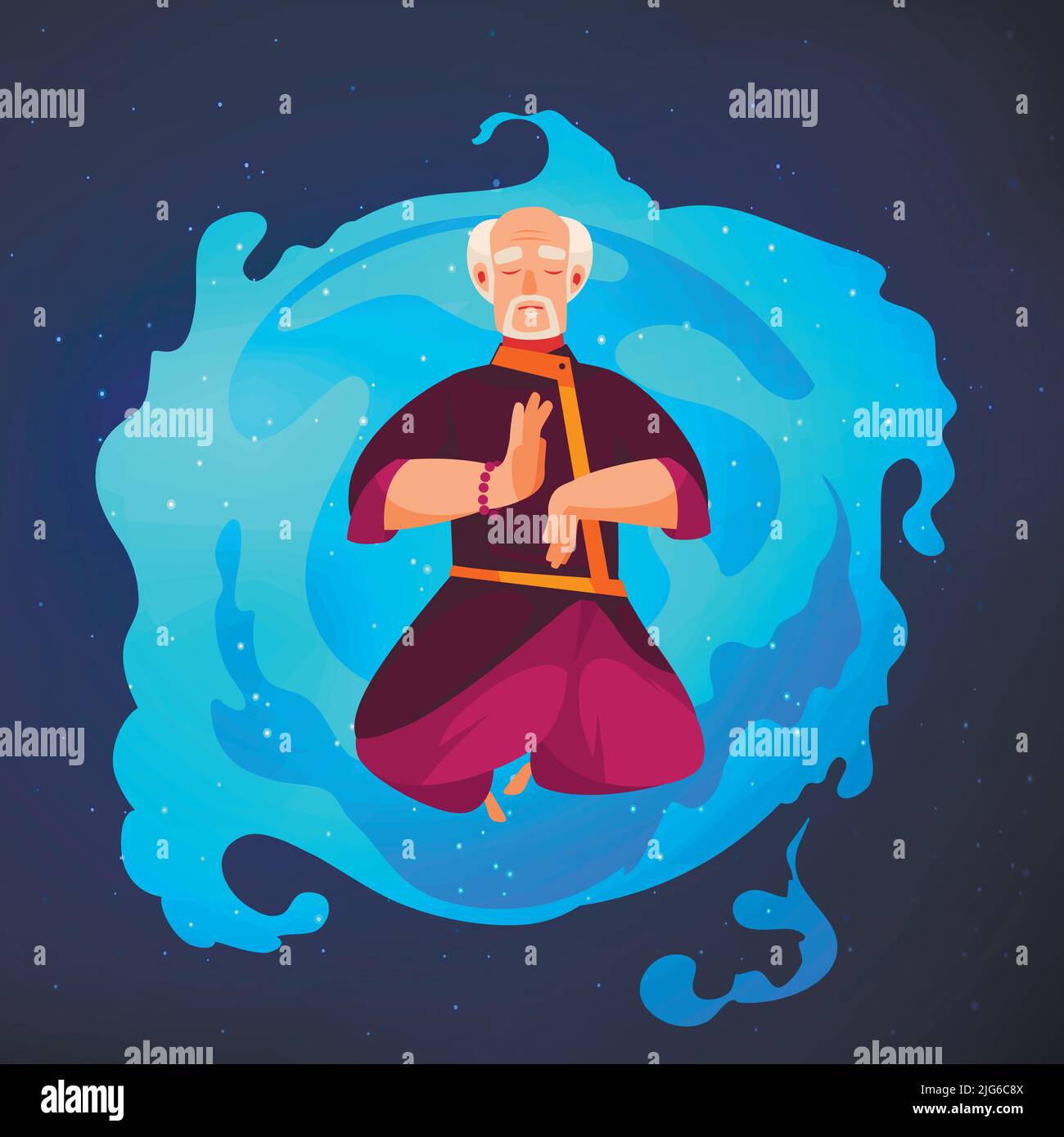 Sleep meditation relaxation old man cloud floating through sky ...