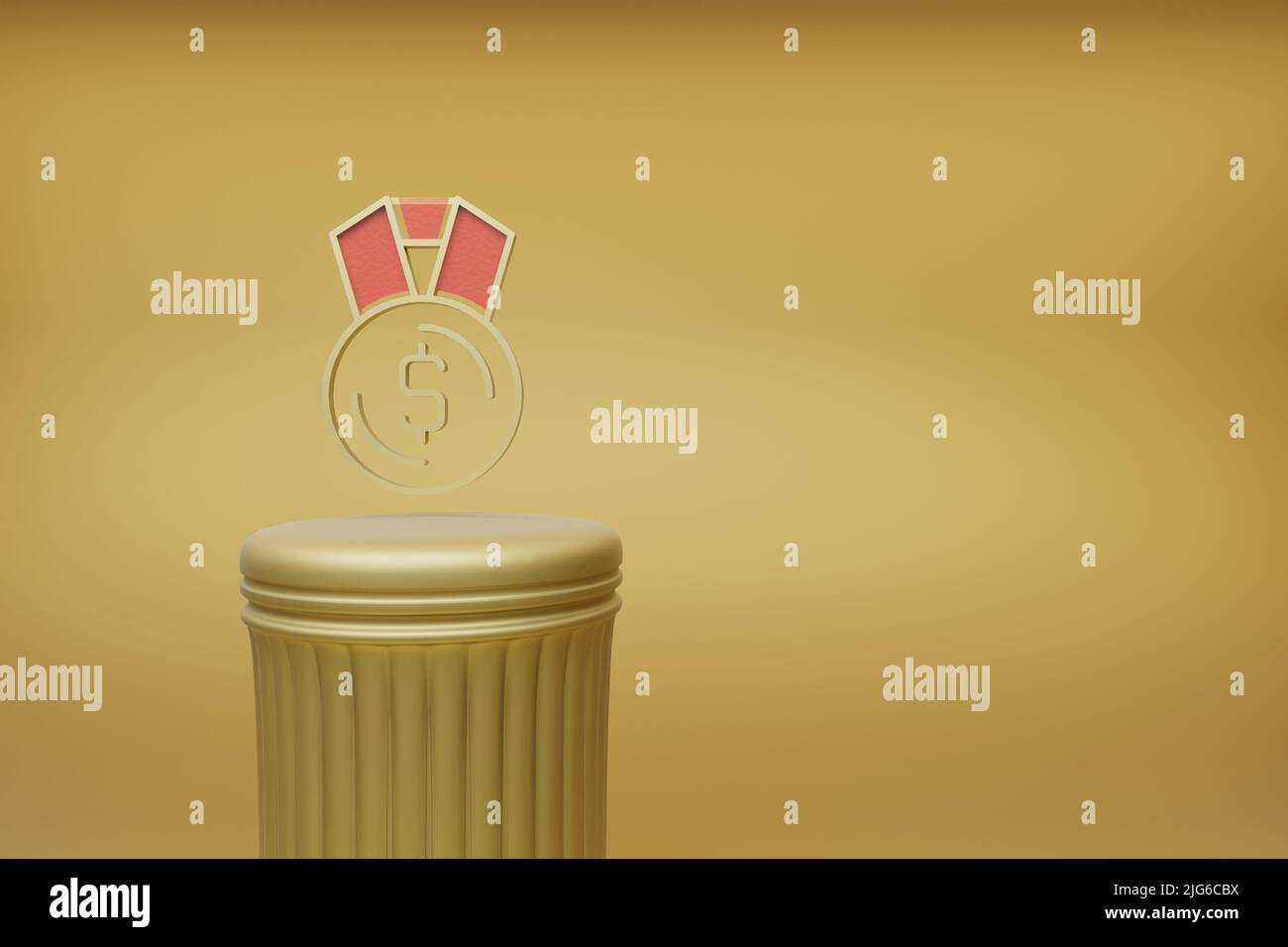 Beautiful abstract illustrations Golden medal dollar symbol icons on a ...