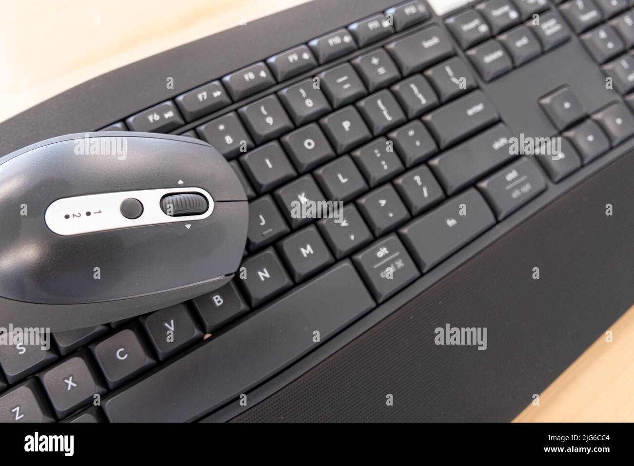 Computer keyboard and mouse on the desk close up Stock Photo - Alamy
