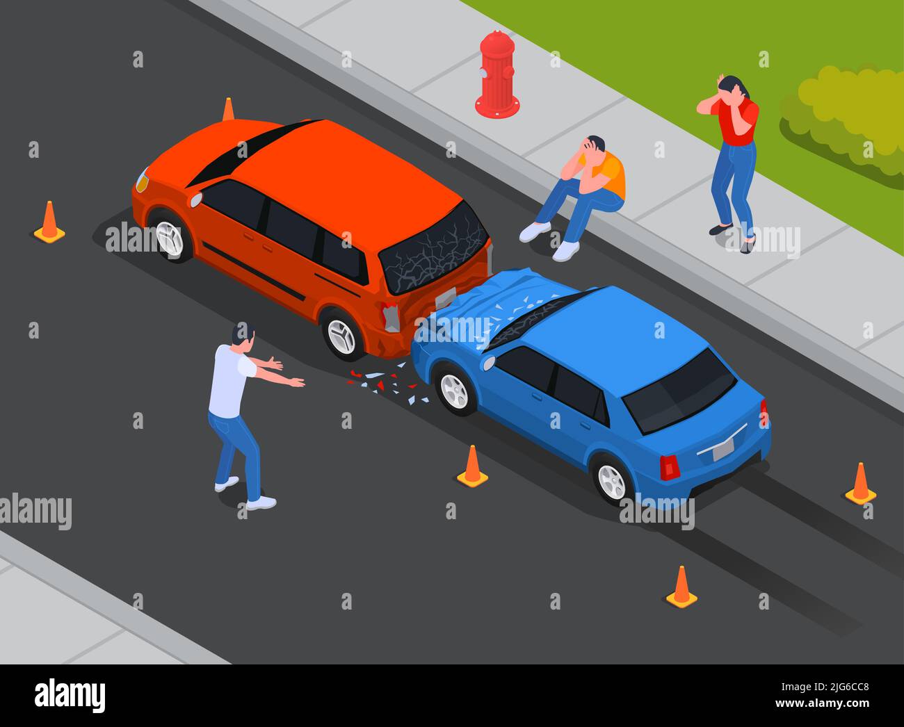 Two private cars collision accident with furious driver and crying ...