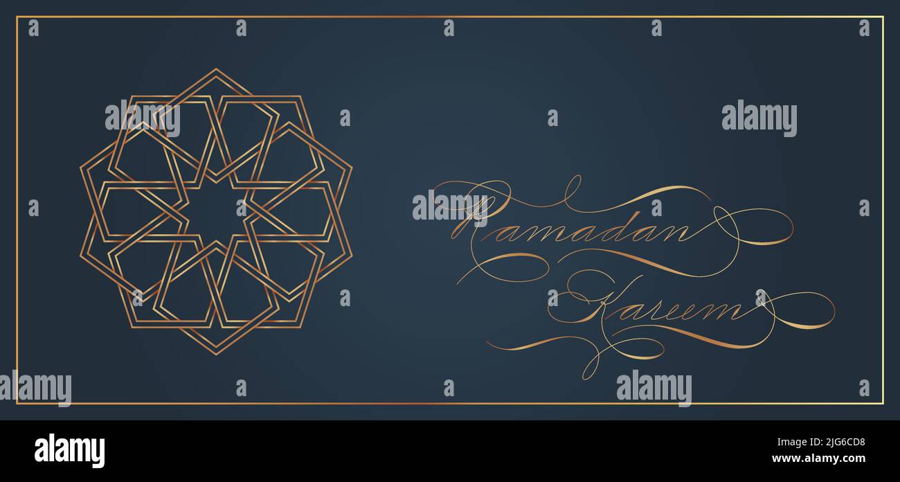 Ramadan card with gold mosaic and calligraphy Stock Vector Image & Art ...