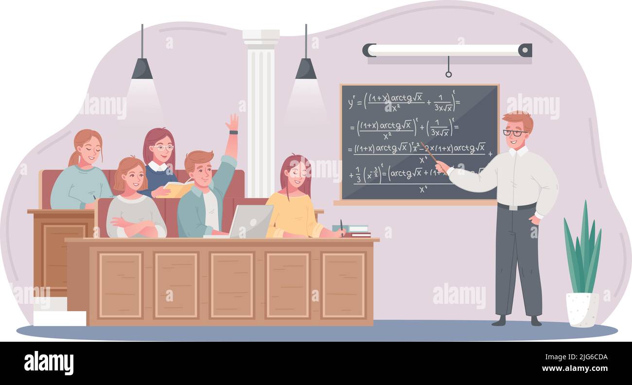 University college students math class activity with professor ...