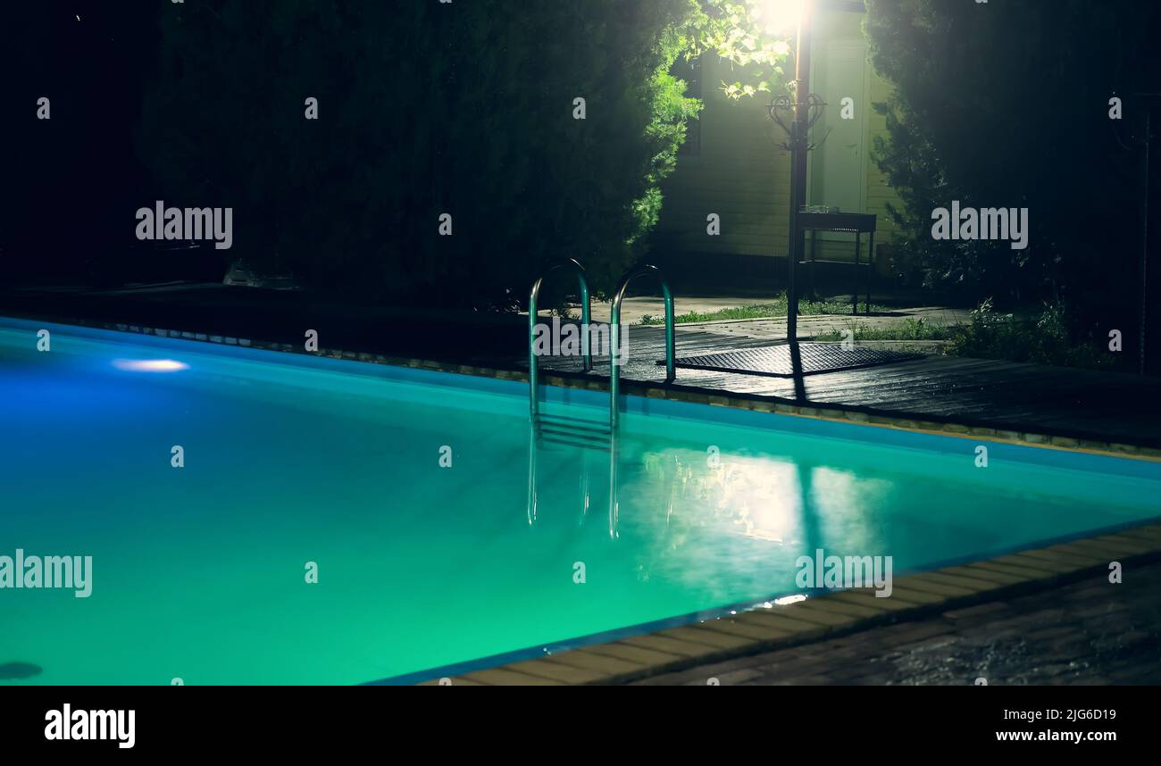 Pool with thermal healing hot springs at night Stock Photo - Alamy