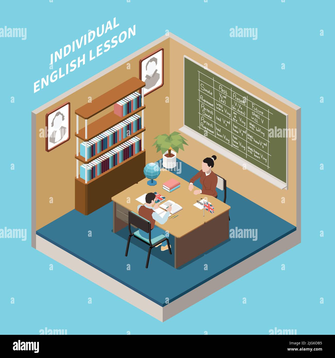 Man having individual lesson of english language with teacher in ...