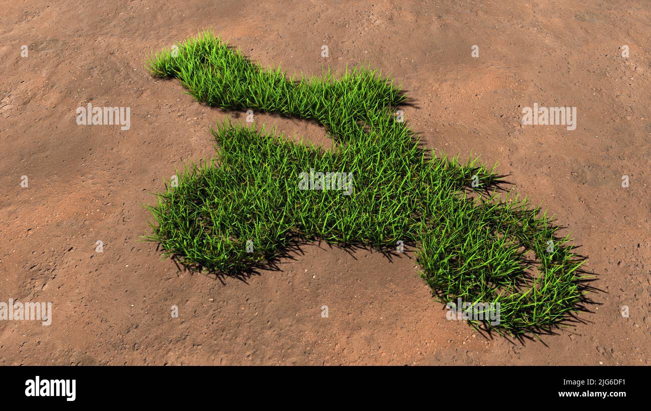 Concept or conceptual green summer lawn grass symbol shape on brown ...