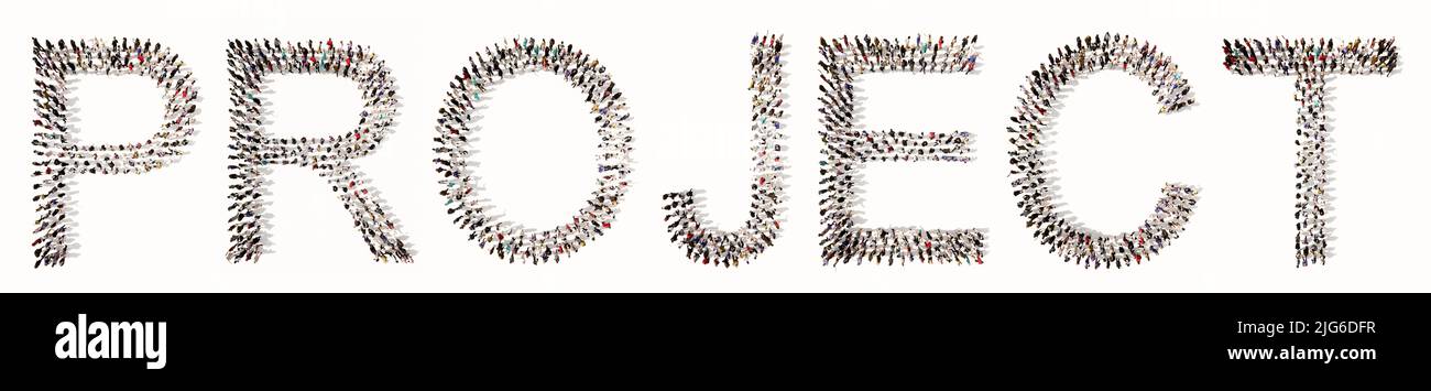Concept conceptual large community of people forming the PROJECT word ...