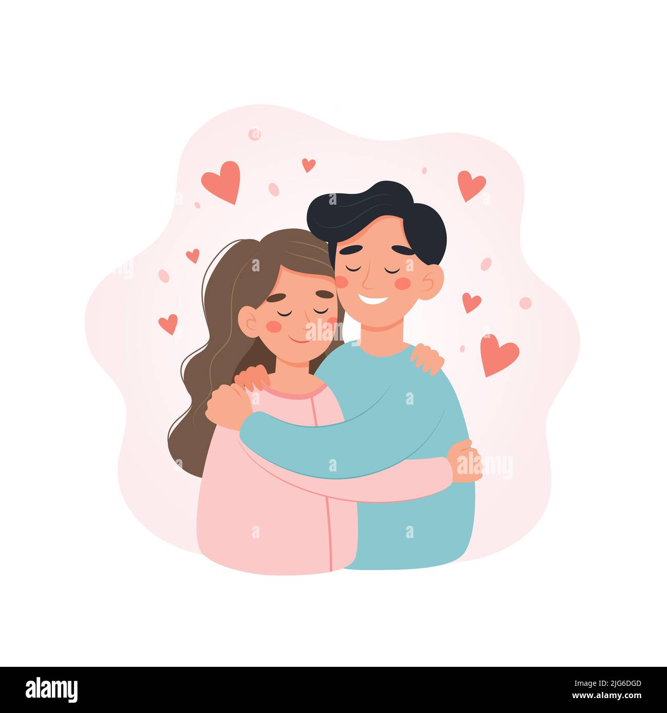 Happy couple concept. Man and woman hugging each other, expressing love ...