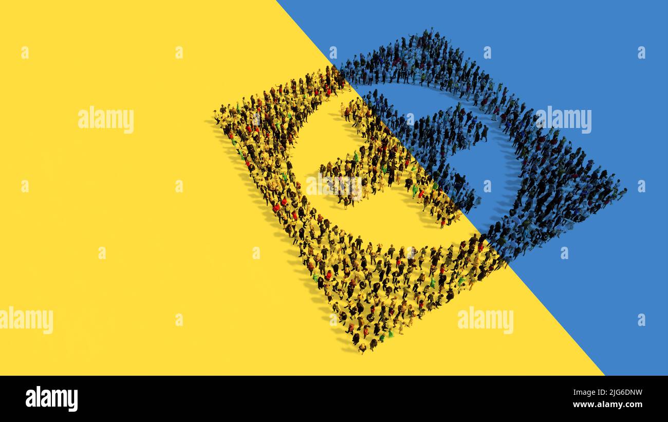 Concept or conceptual community of people forming the image of a cross ...