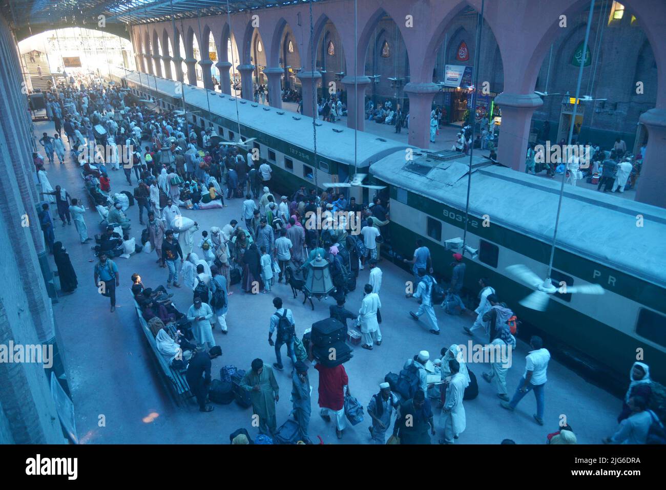 Pakistan, 07/07/2022, Pakistani people boarding on the roof top of a ...