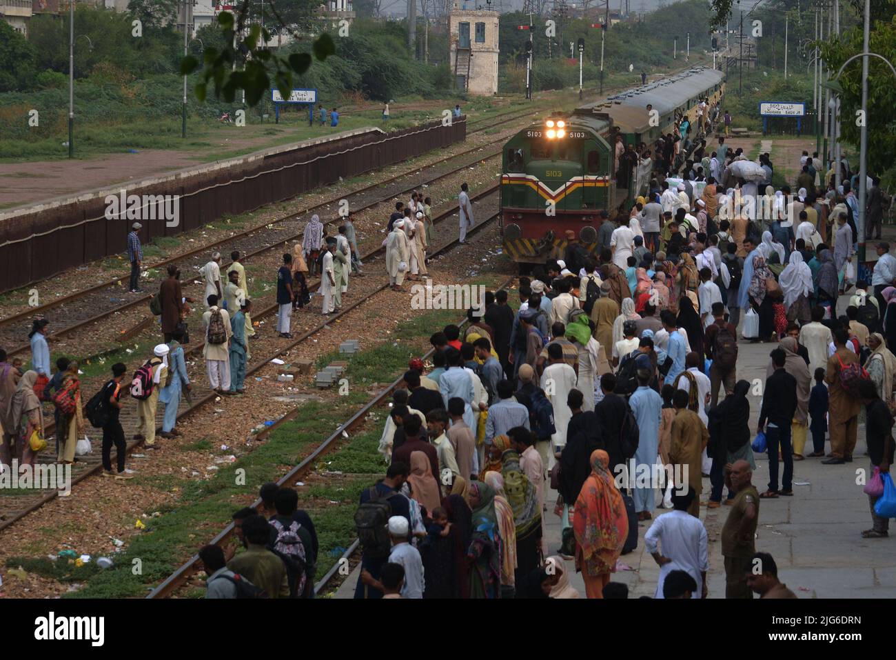 Pakistan, 07/07/2022, Pakistani people boarding on the roof top of a ...
