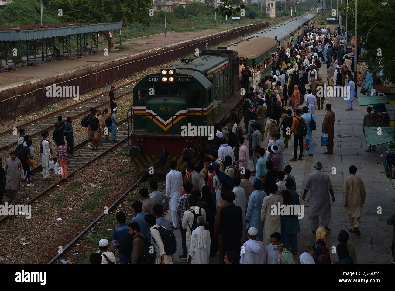 Pakistan, 07/07/2022, Pakistani people boarding on the roof top of a ...