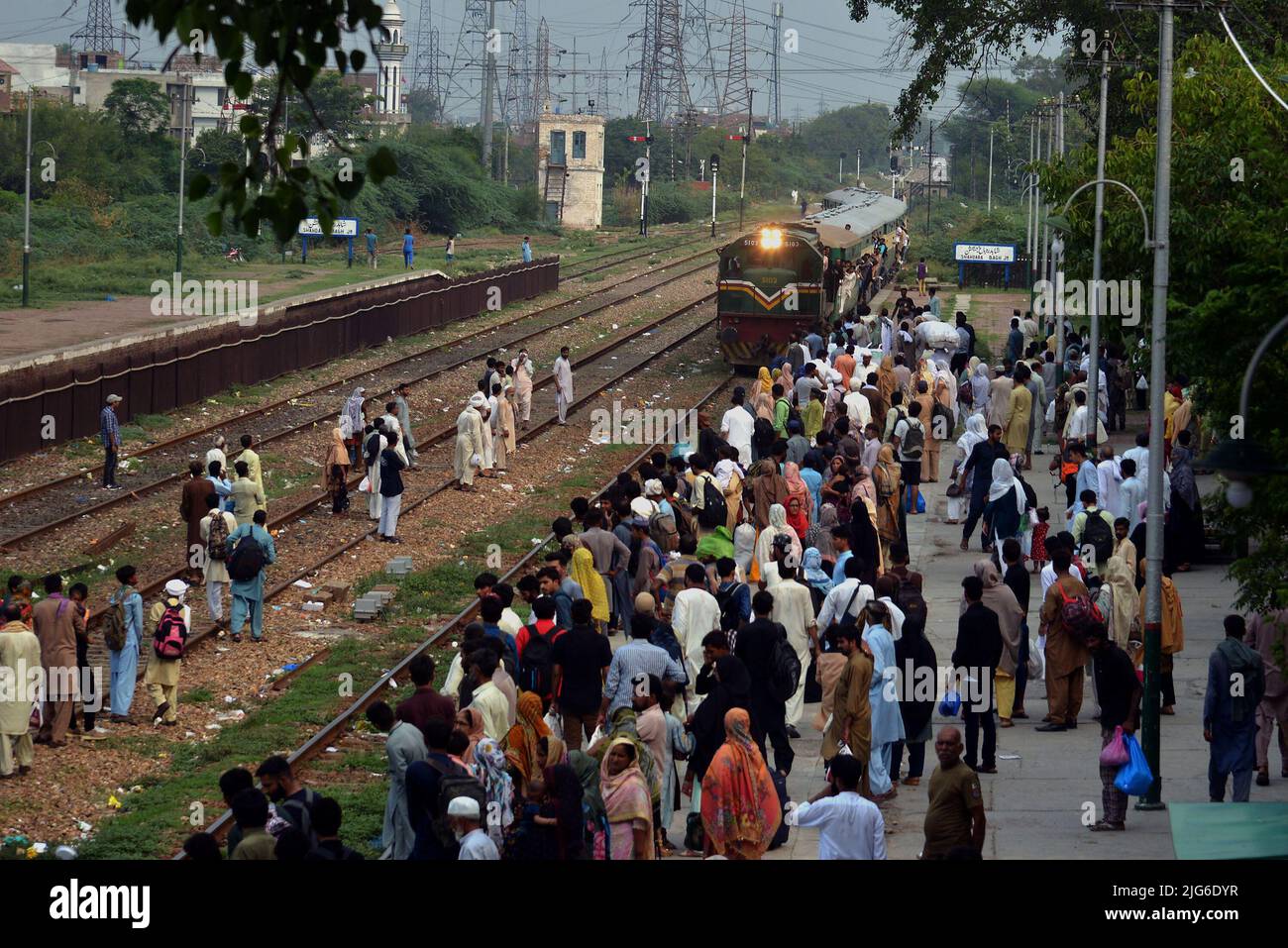Pakistan, 07/07/2022, Pakistani people boarding on the roof top of a ...