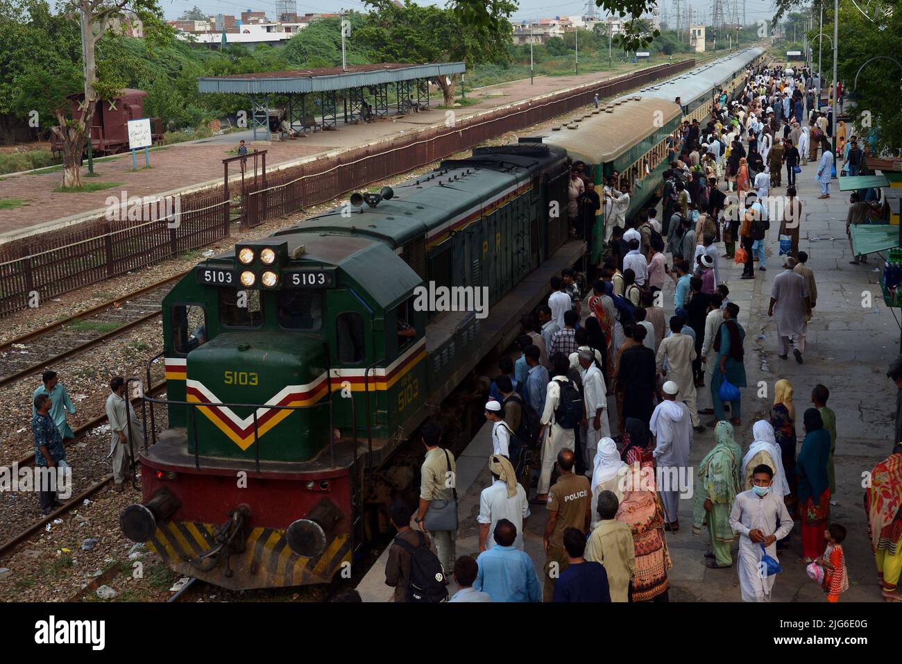Pakistan, 07/07/2022, Pakistani people boarding on the roof top of a ...