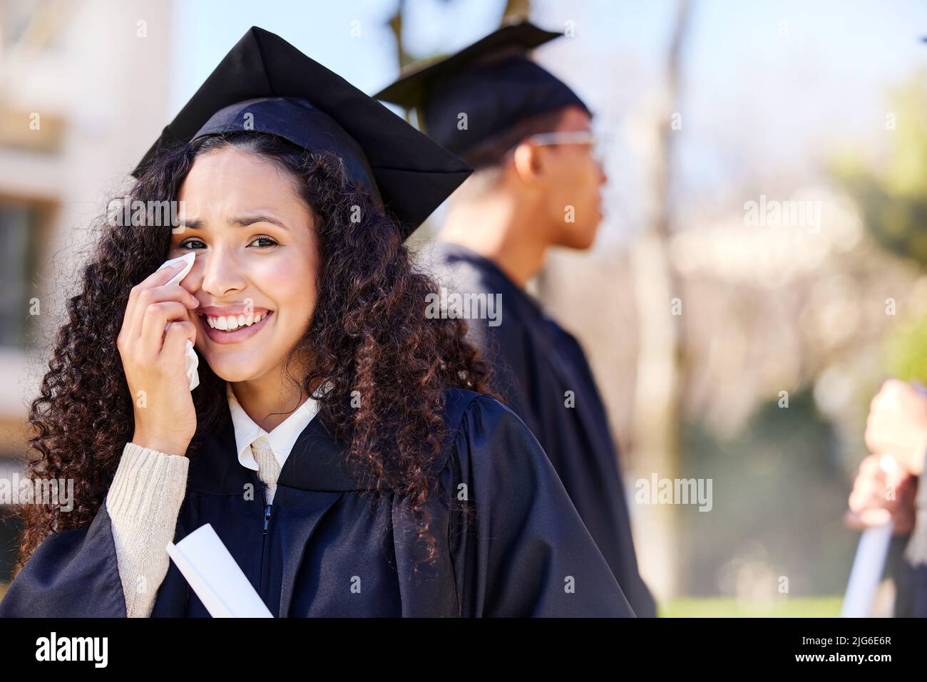 Im feeling lots of emotions today. Portrait of a young woman crying ...