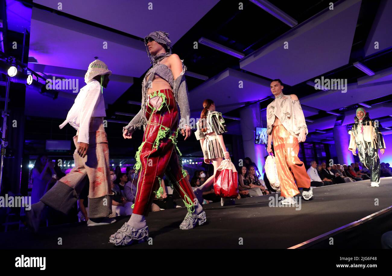 Haifa, Isreal. 7th July, 2022. Models present creations during a ...