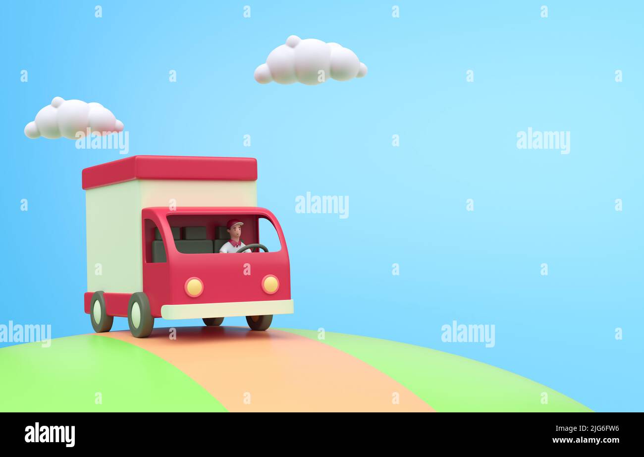 Isolated Delivery truck. 3D render Stock Photo - Alamy