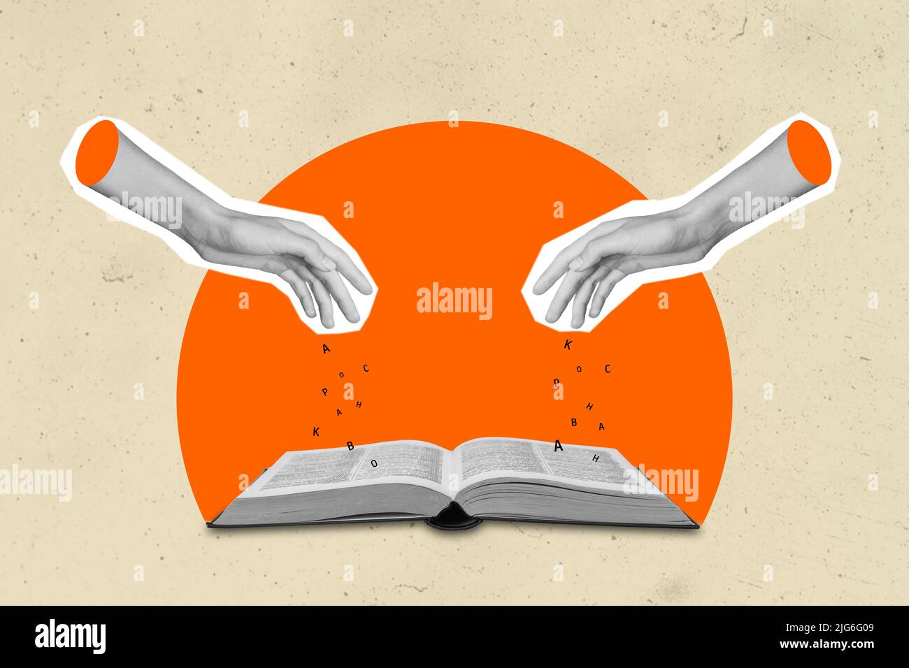 Creative abstract template graphics image of arms throwing letters open ...